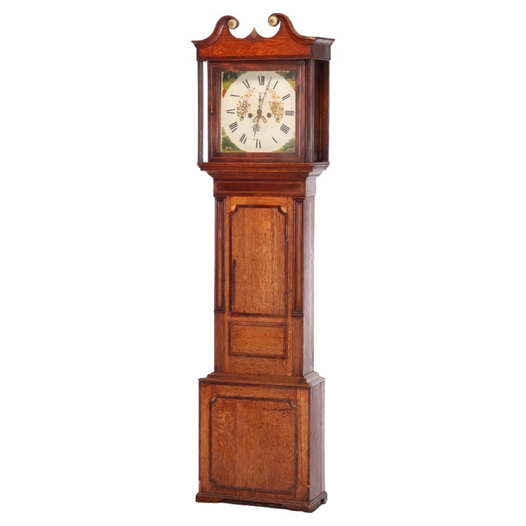 Antique English John Owen Tall Case Oak and Mahogany Banded Clock ...
