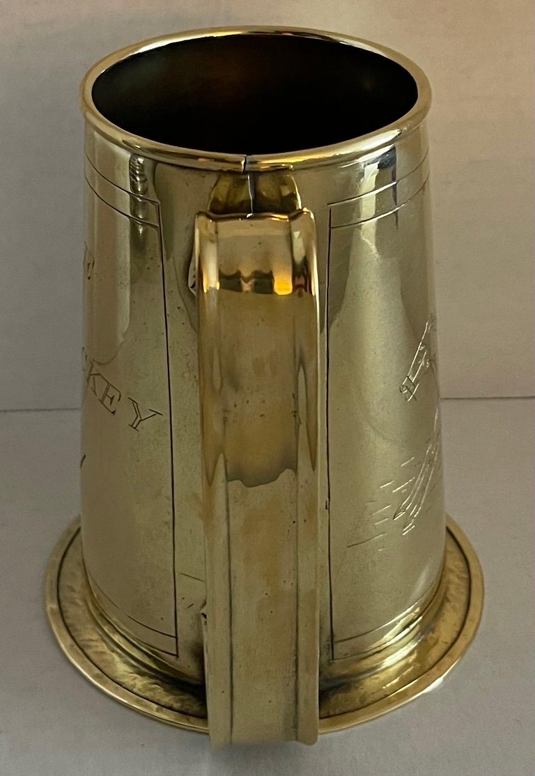 Antique English Large Brass Equestrian Tankard For Sale at 1stDibs