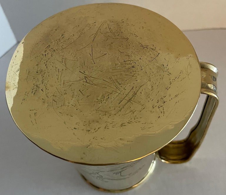 Antique English Large Brass Equestrian Tankard For Sale at 1stDibs