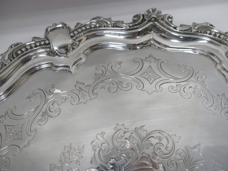 Antique English, Large Round Sterling Silver Tray For Sale at 1stDibs ...