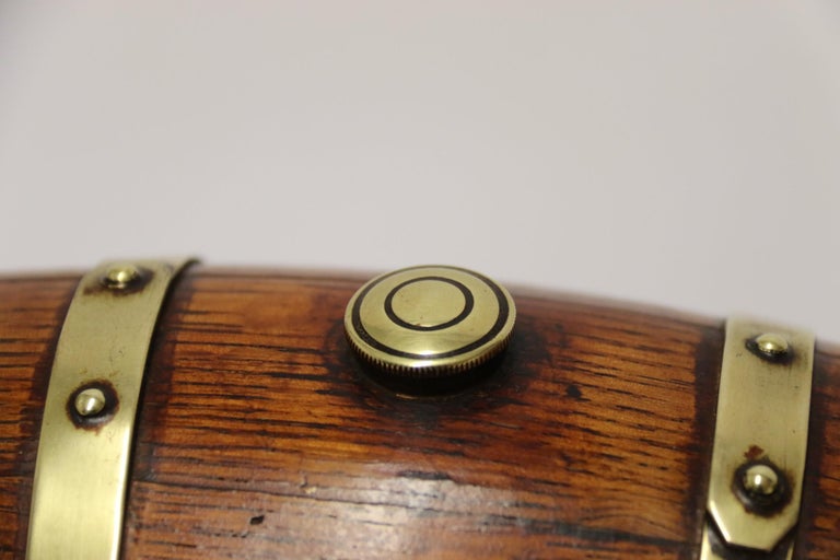Antique English Late Victorian Period Oak and Brass Bound Brandy/Spirit ...
