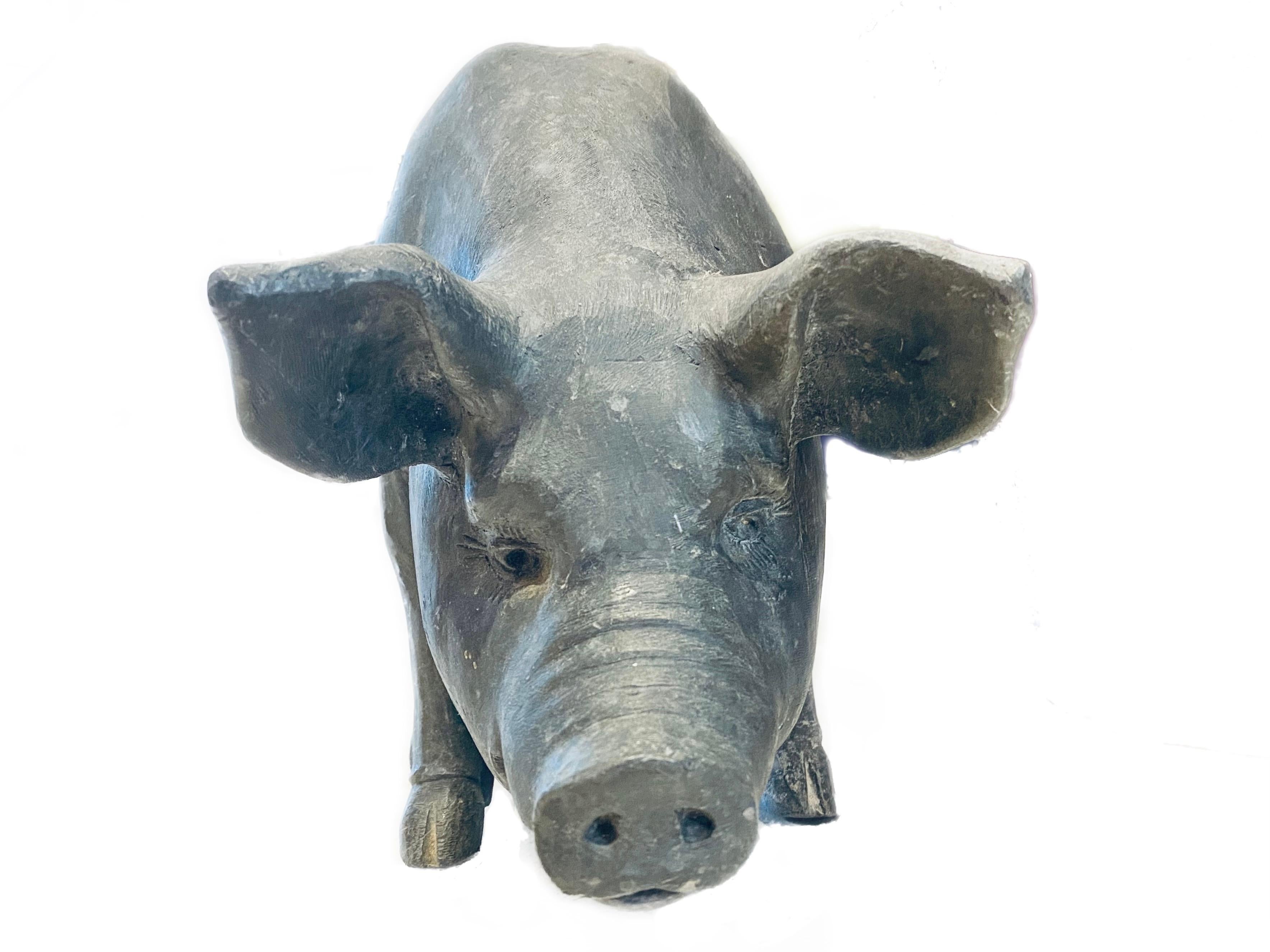 Antique English Lead Pig Sculpture at 1stDibs | facetune pig, antique ...