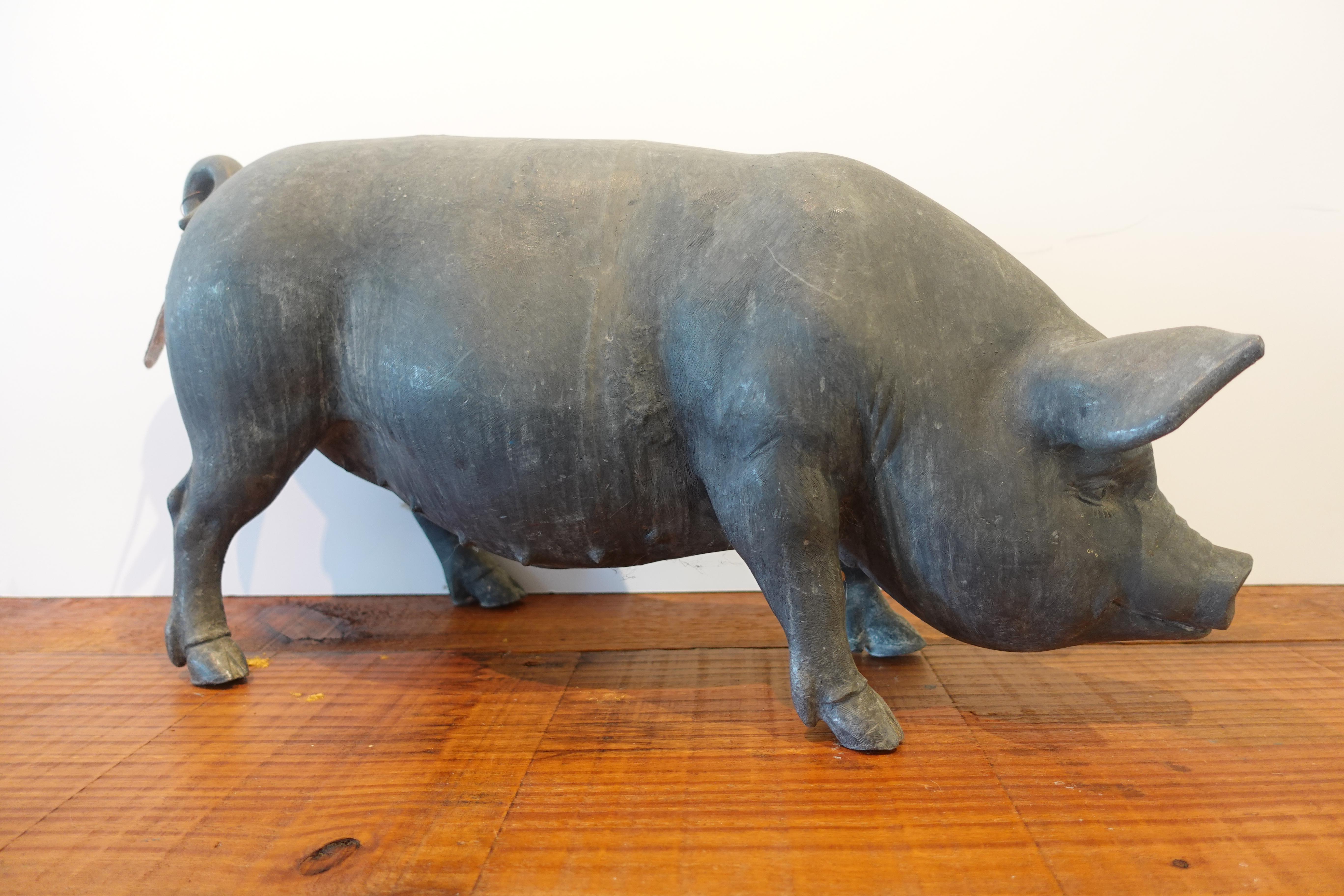 Antique English Lead Pig Sculpture at 1stDibs | facetune pig, antique pig