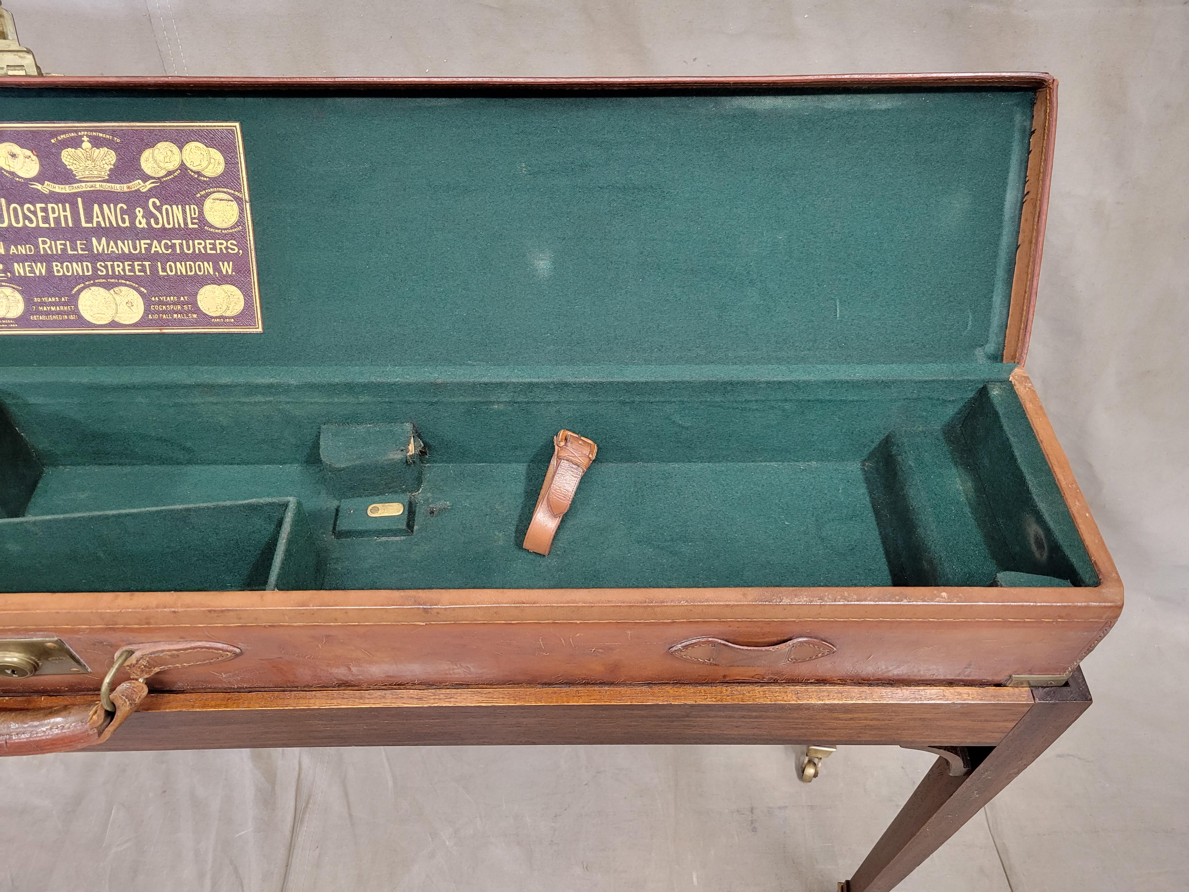 Antique English Leather Rifle Case and Mahogany Console Table at 1stDibs