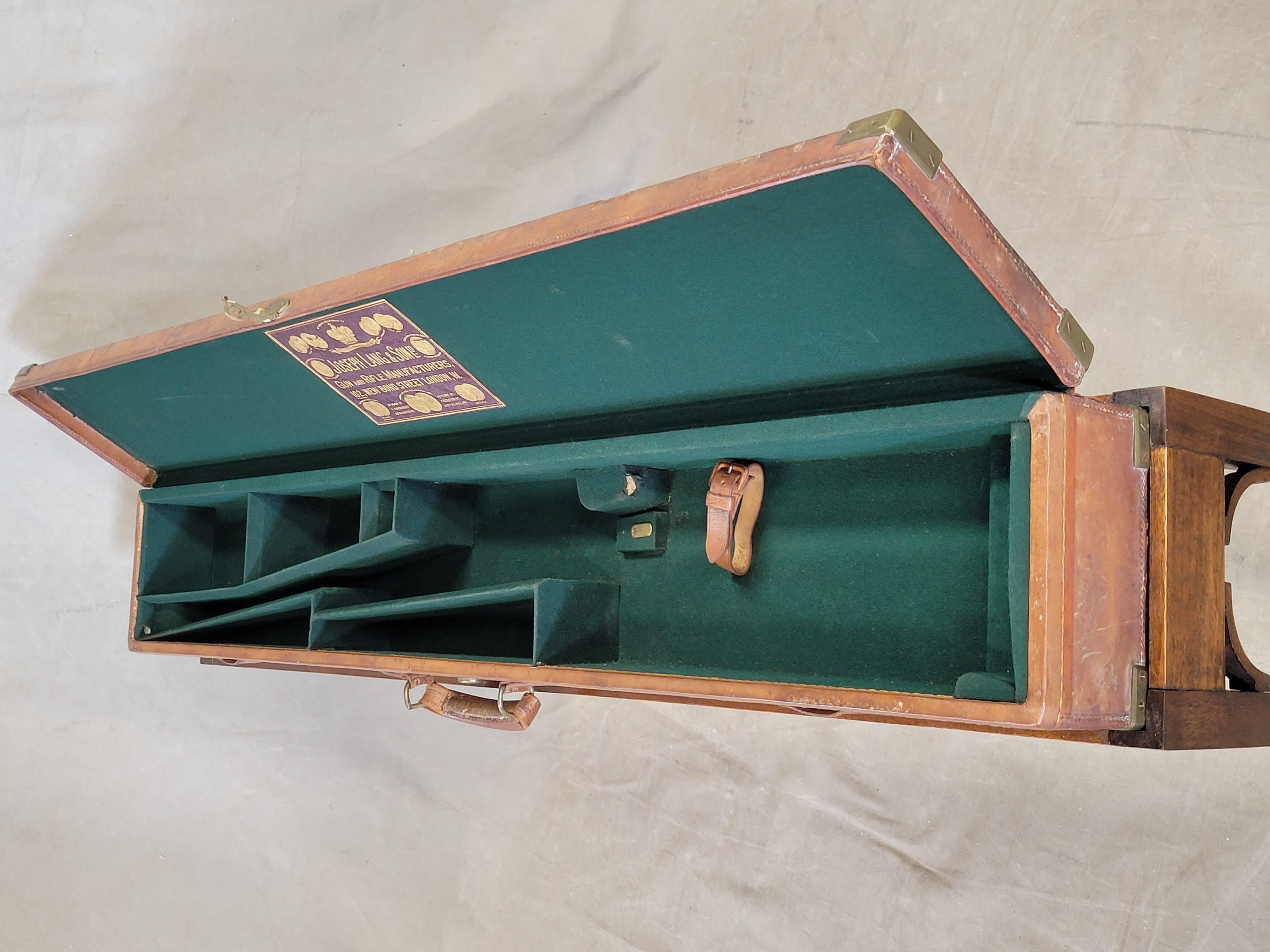 Antique English Leather Rifle Case and Mahogany Console Table at 1stDibs