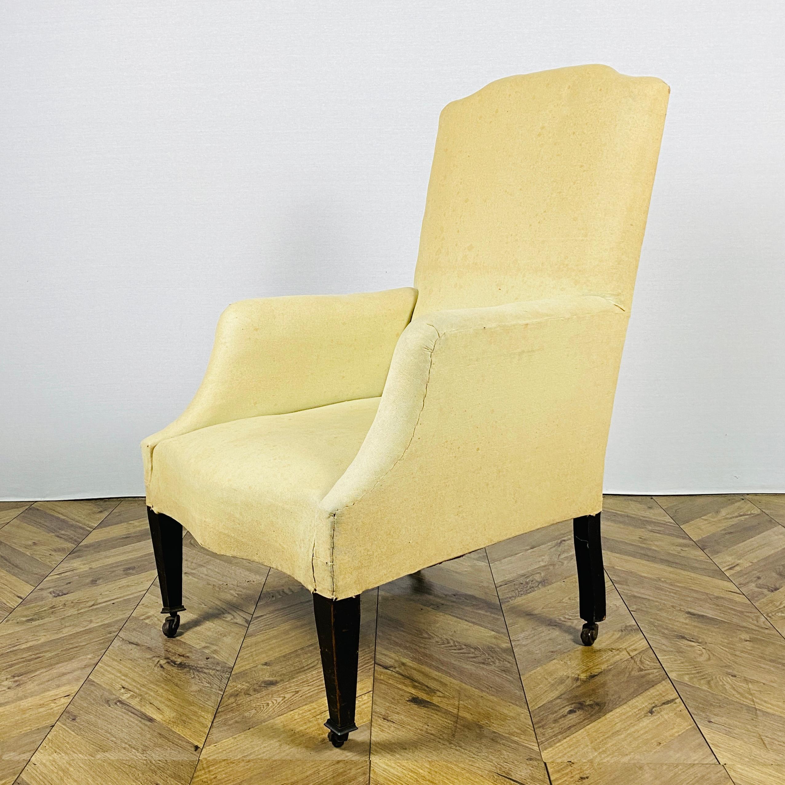 Antique English Library Chair on Castors, 1900s at 1stDibs