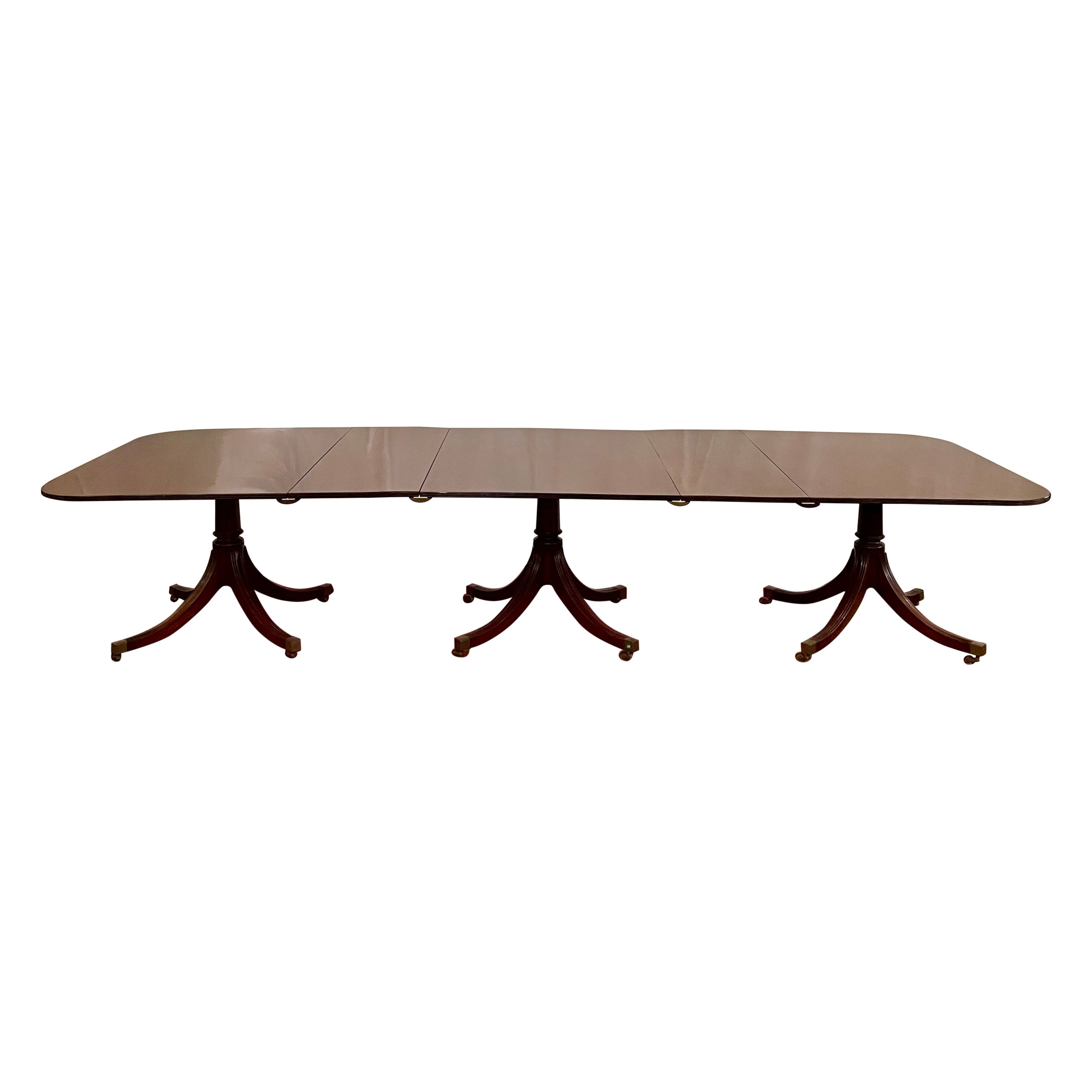 Early 19th Century English Regency Triple Pedestal Dining Table For ...