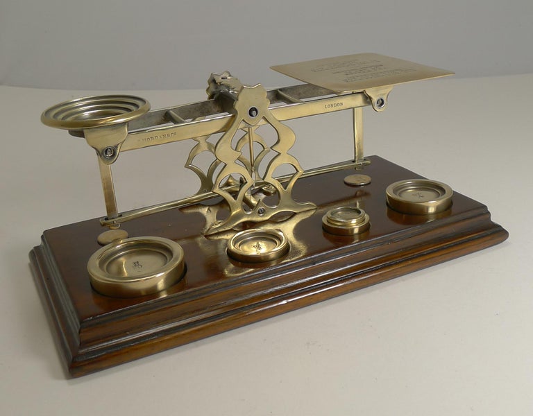 Antique English Mahogany and Brass Letter Scales, S. Mordan and Co ...