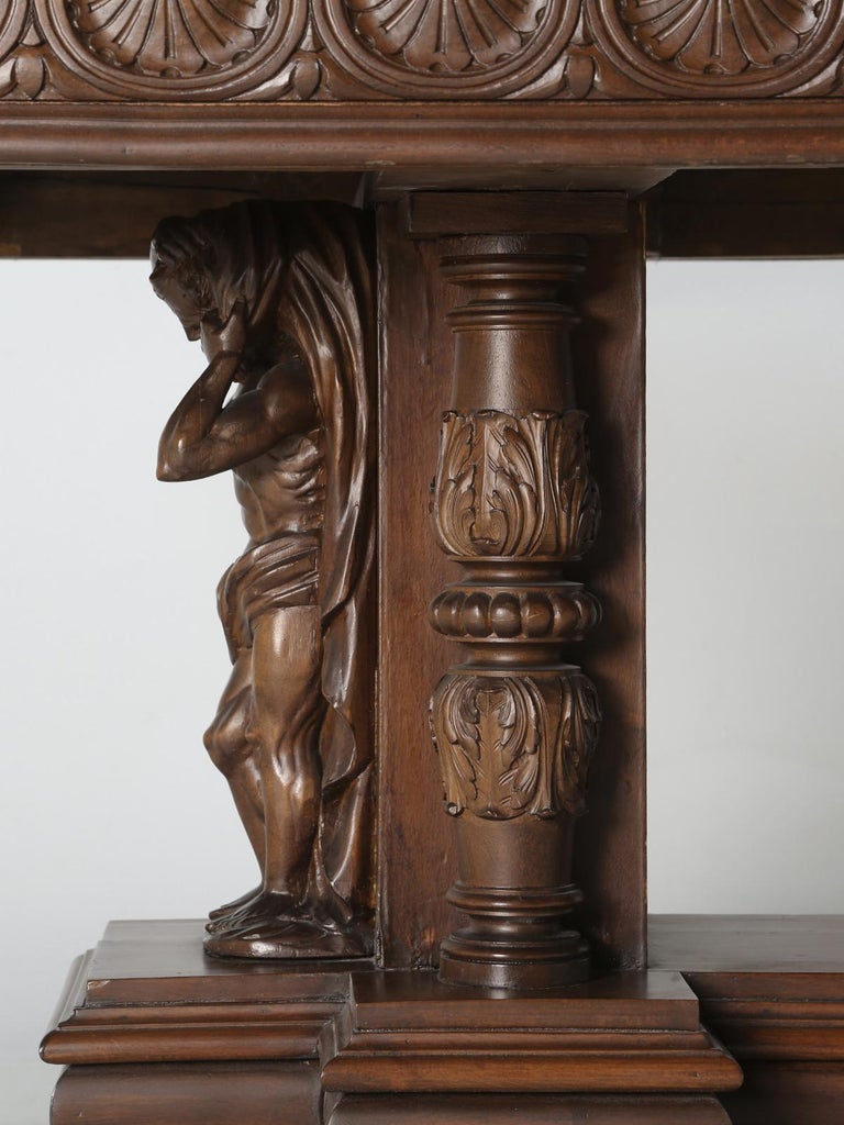 Antique English Mahogany Carved Library Table with Lopers for Expanding ...