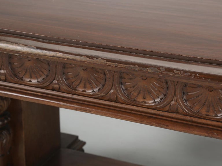 Antique English Mahogany Carved Library Table with Lopers for Expanding ...