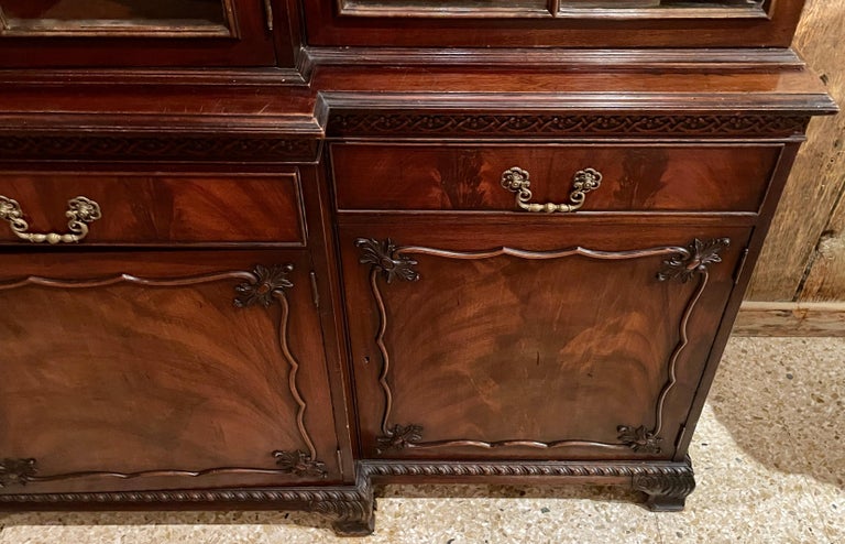 Antique English Mahogany Chippendale Breakfront Bookcase, Circa 1890 ...