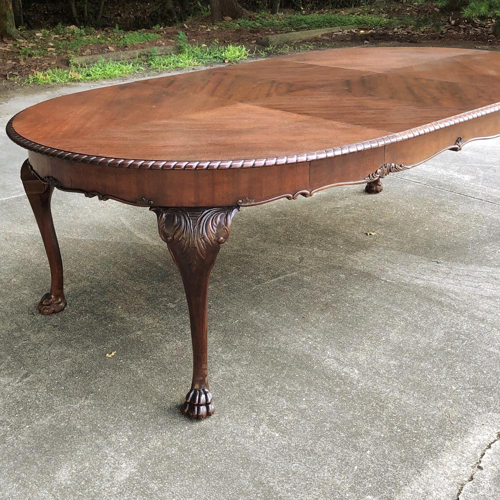 Antique English Mahogany Chippendale Dining Table with Leaf For Sale at ...