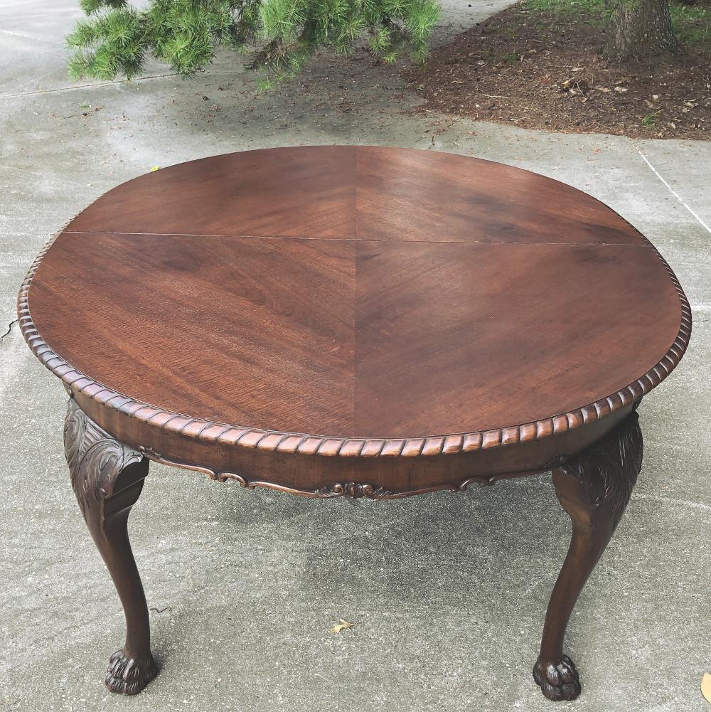 Antique English Mahogany Chippendale Dining Table with Leaf For Sale at ...