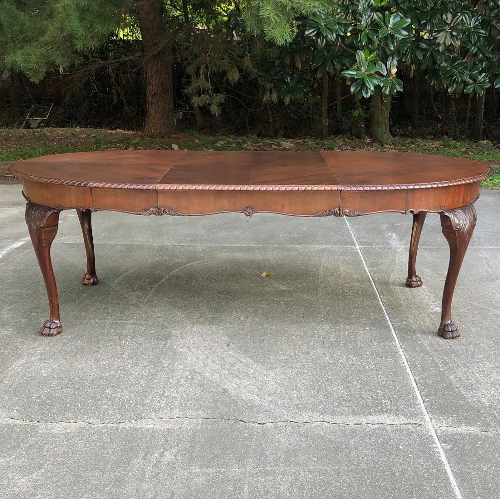 Antique English Mahogany Chippendale Dining Table with Leaf For Sale at ...