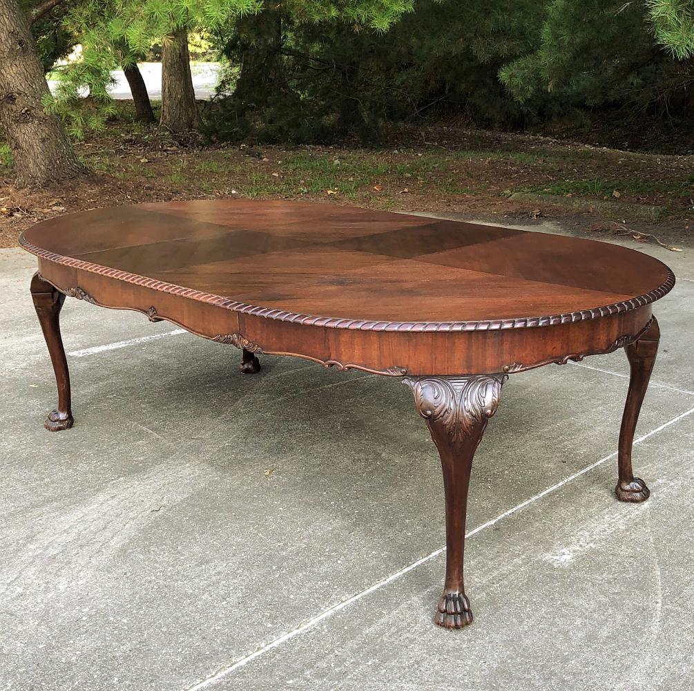 Antique English Mahogany Chippendale Dining Table with Leaf For Sale at ...