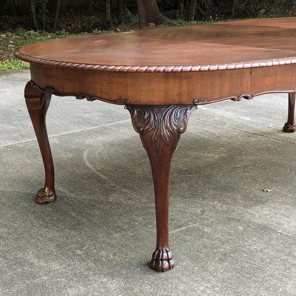 Antique English Mahogany Chippendale Dining Table with Leaf For Sale at ...