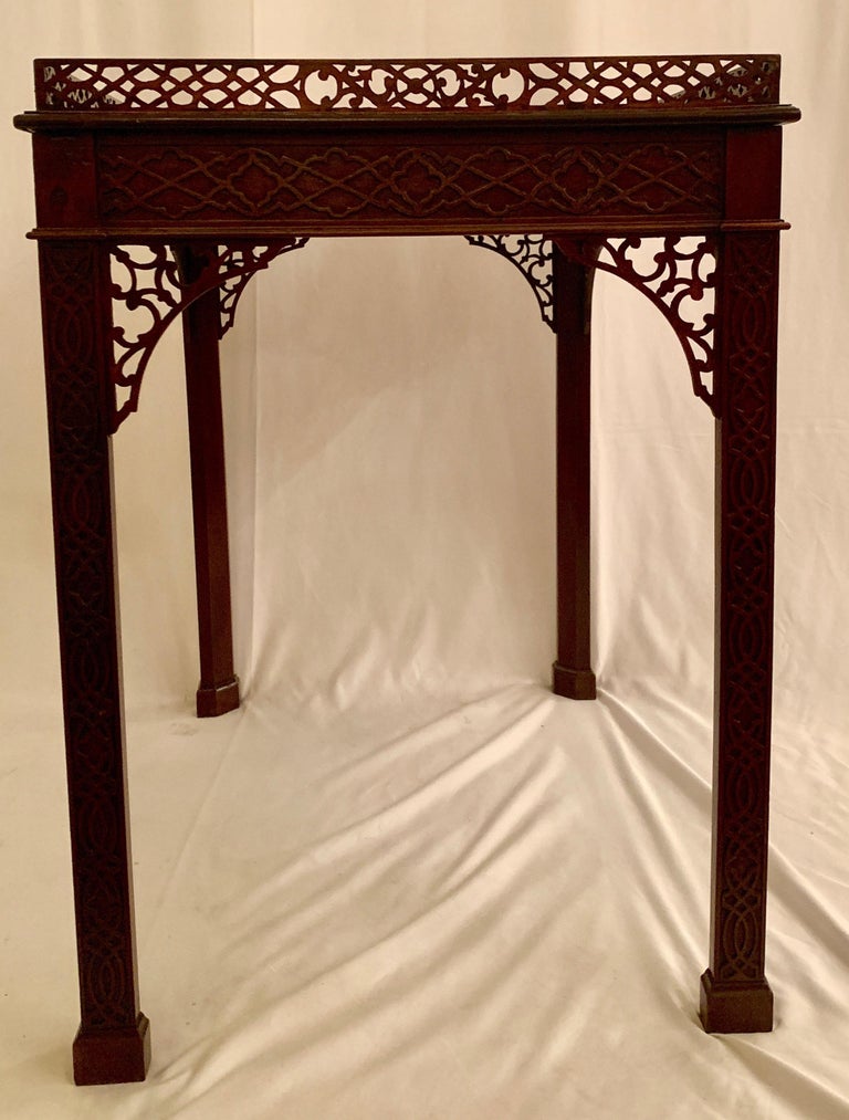 Antique English Mahogany Chippendale Fretwork Tea Table For Sale at 1stDibs