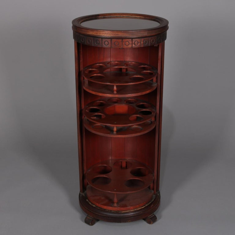 Antique English Mahogany Column Form Liquor Cellarette and Display ...