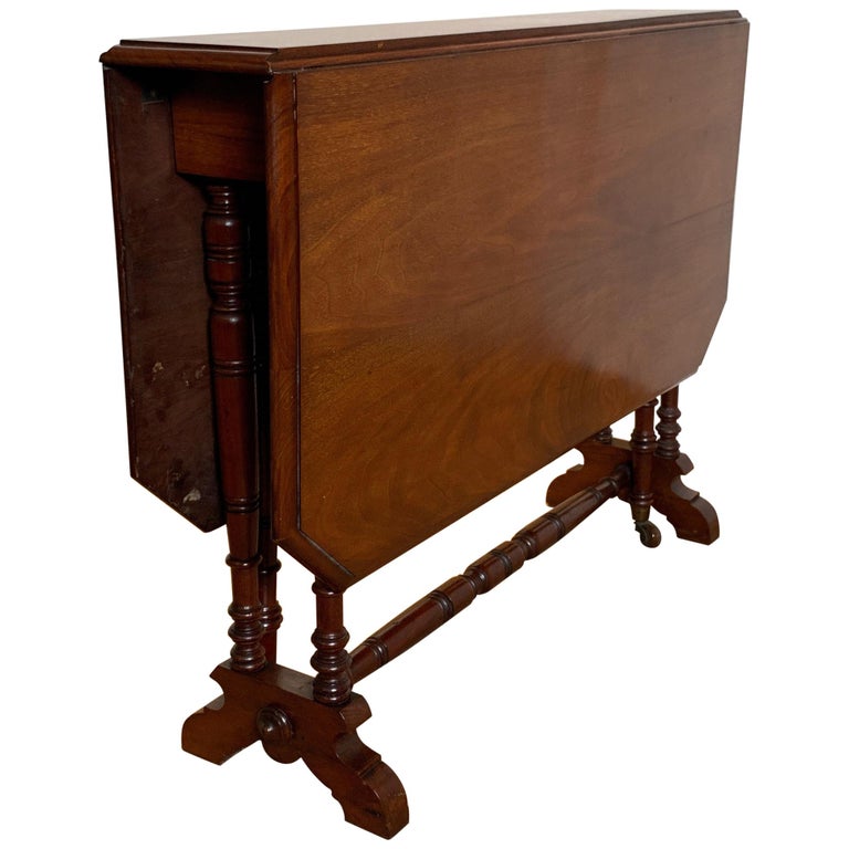 Antique English Mahogany Drop-Leaf Tuck Away Table For Sale at 1stDibs ...