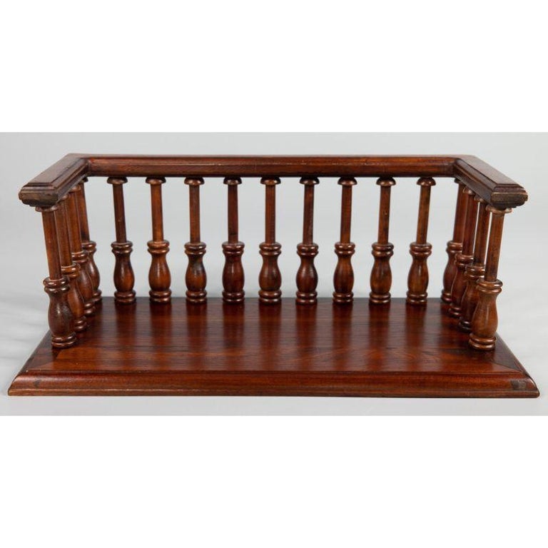 Antique English Mahogany Galleried Book Trough Desk Top Rack Bookends ...