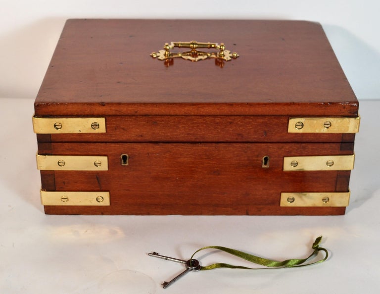Antique English Mahogany Lock Box, circa 1850 at 1stDibs