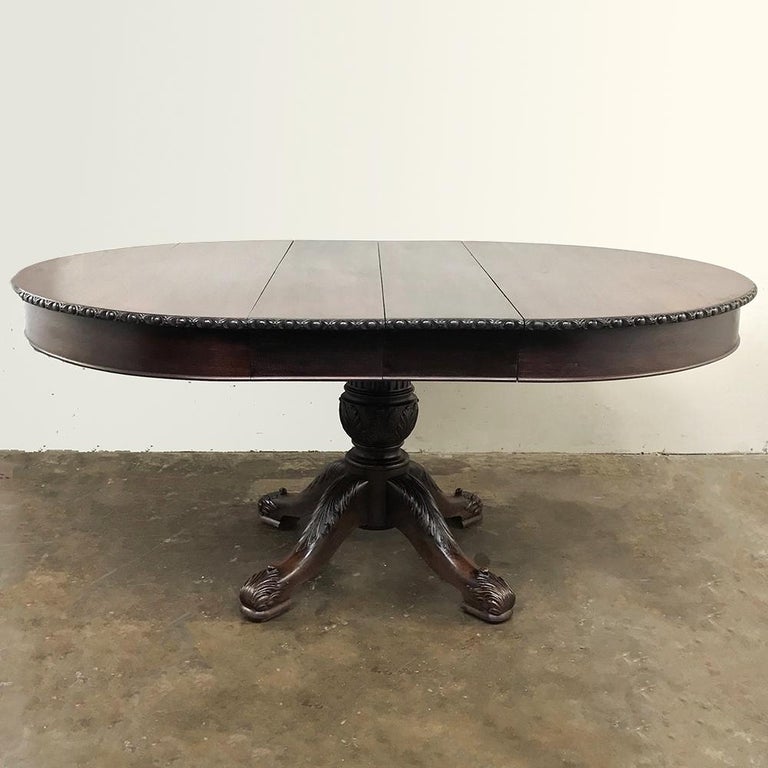Antique English Mahogany Round Dining Table with 2 Leaves at 1stDibs