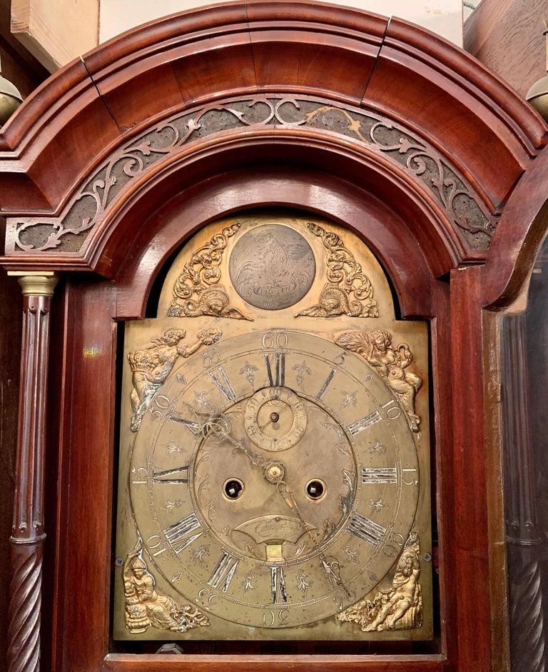 Antique English Mahogany Tall Case Clock, Circa 1900 For Sale at 1stDibs