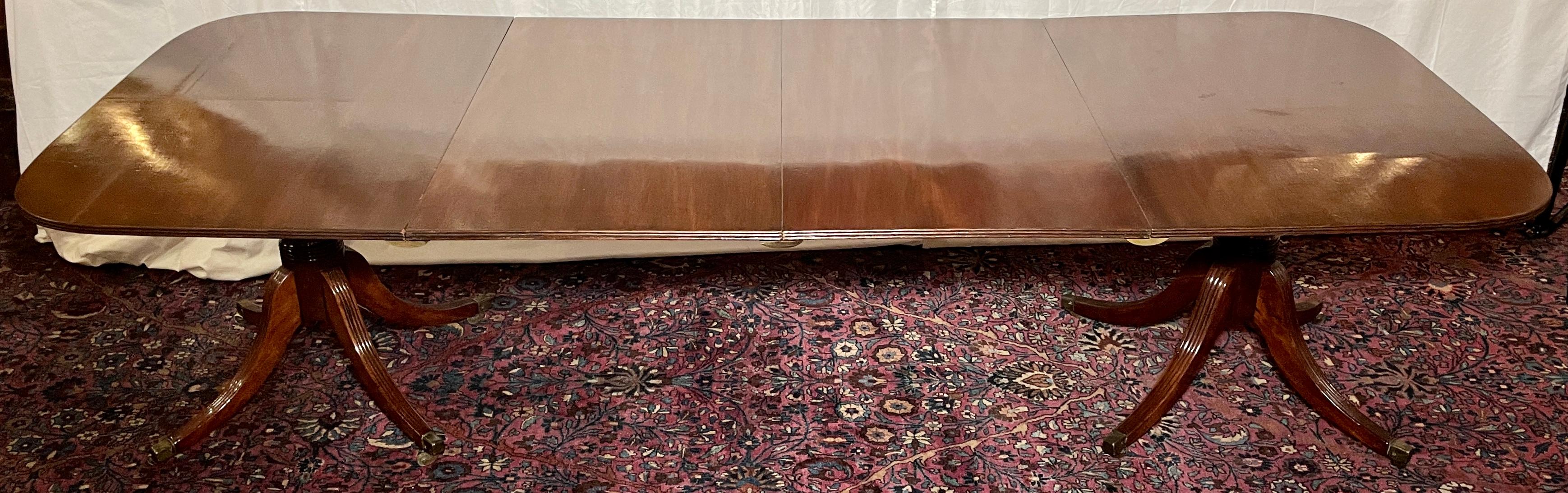 Antique English Mahogany Two Pedestal Dining Table, circa 1890 at 1stDibs