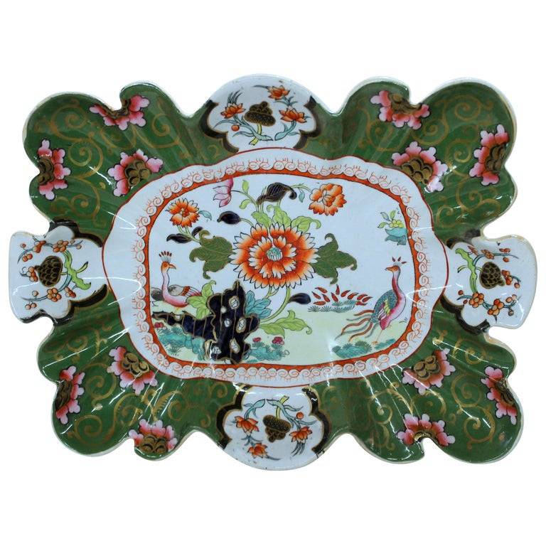 Antique English Mason's Ironstone "Green Imari" Rare Shape Dessert Dish ...