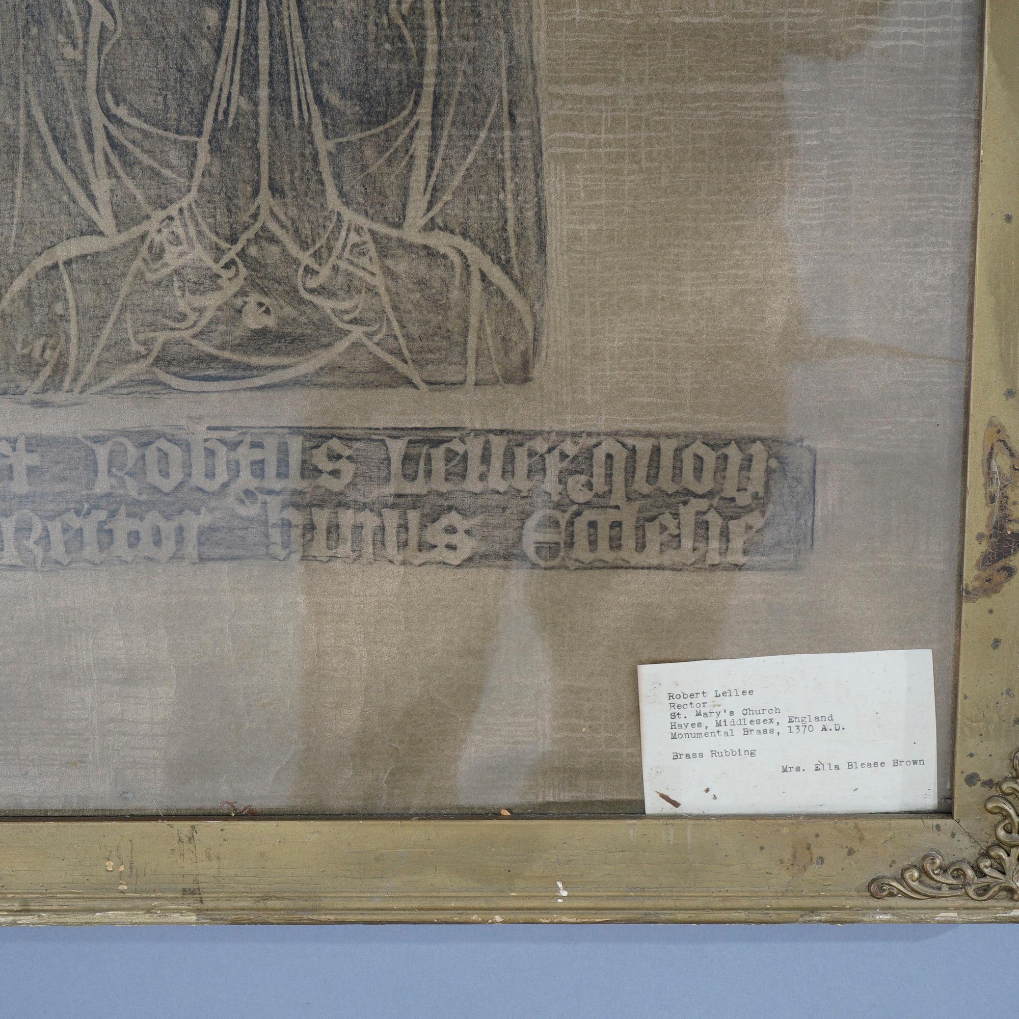 Antique English Memorial Rubbing 19th C at 1stDibs