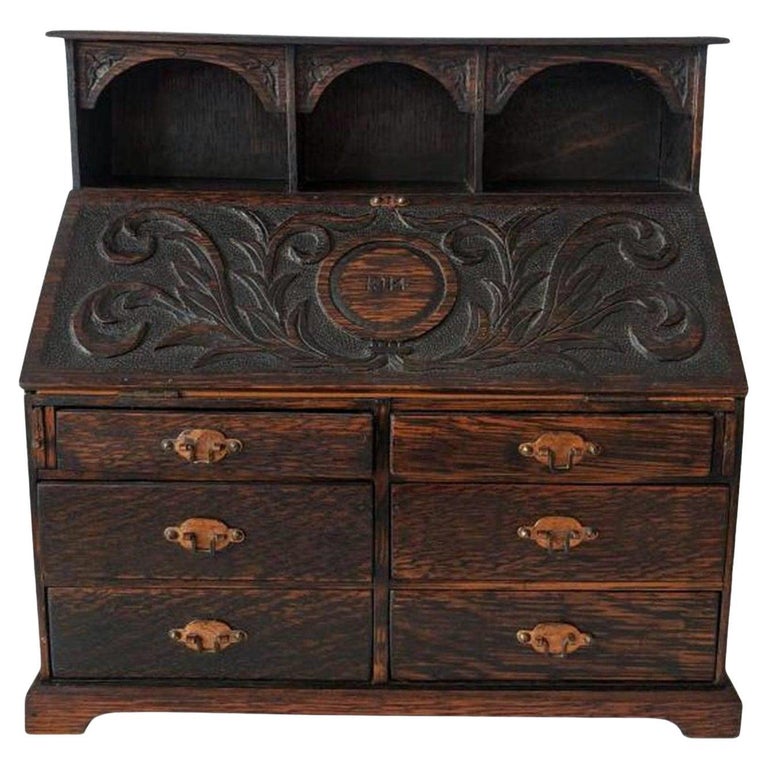 Antique English Miniature Salesman Sample Bureau Desk For Sale at 1stDibs