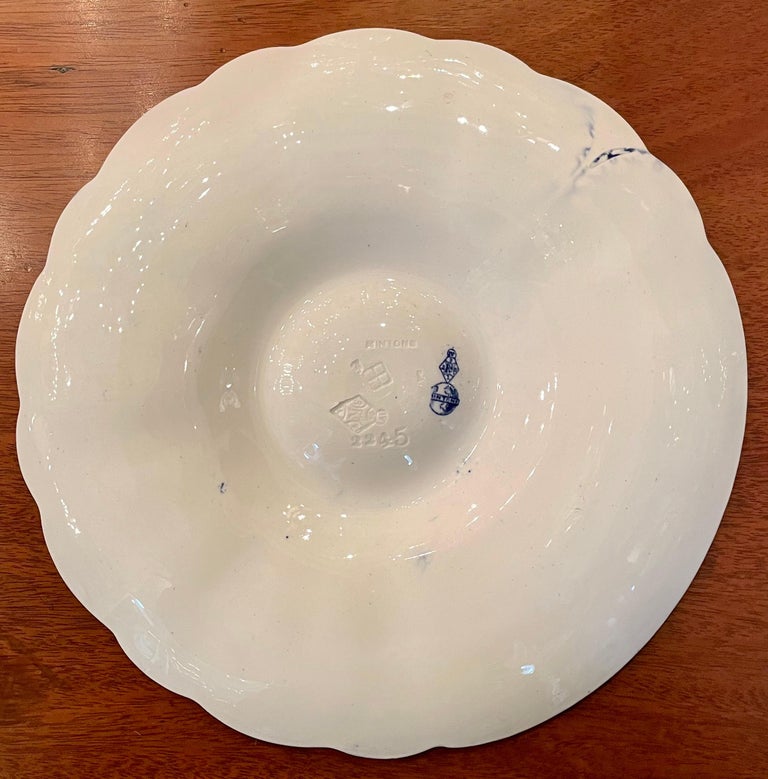 Antique English "Mintons Co." Bombay Blue and Cream Porcelain Oyster ...