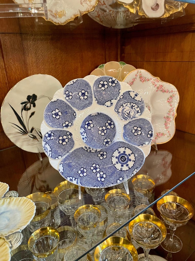 Antique English "Mintons Co." Bombay Blue and Cream Porcelain Oyster ...