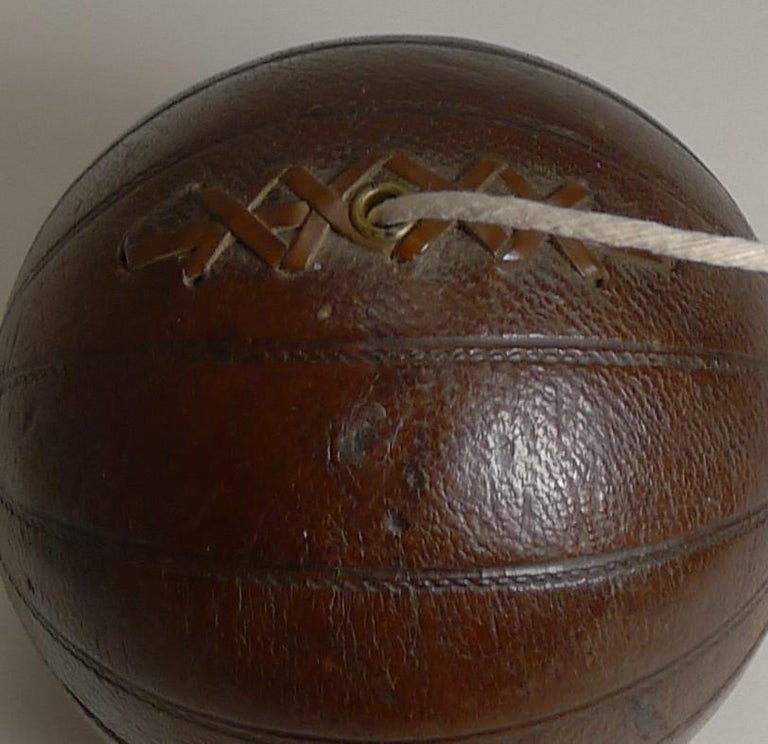 Antique English Novelty String Box / Dispenser, Football / Soccer Ball ...