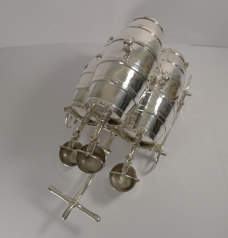 Antique English Novelty Triple Spirit Barrel, Reg. 1863 For Sale at 1stDibs