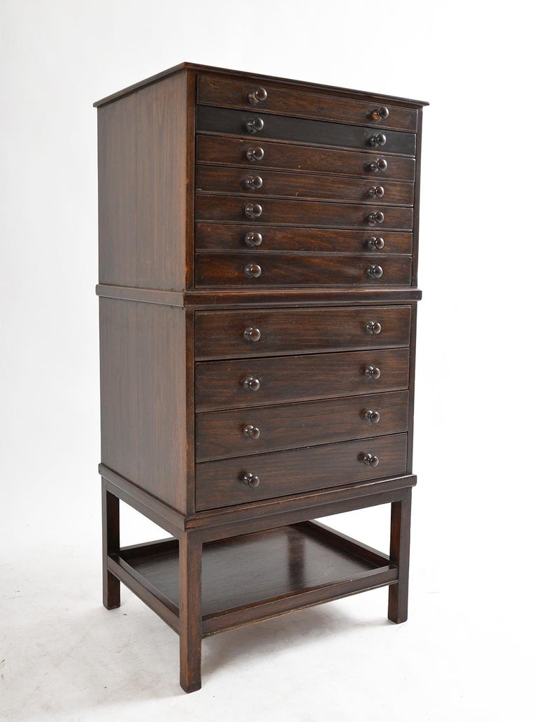 Antique English Oak Bank of Collector's Drawers Specimen Cabinet ...