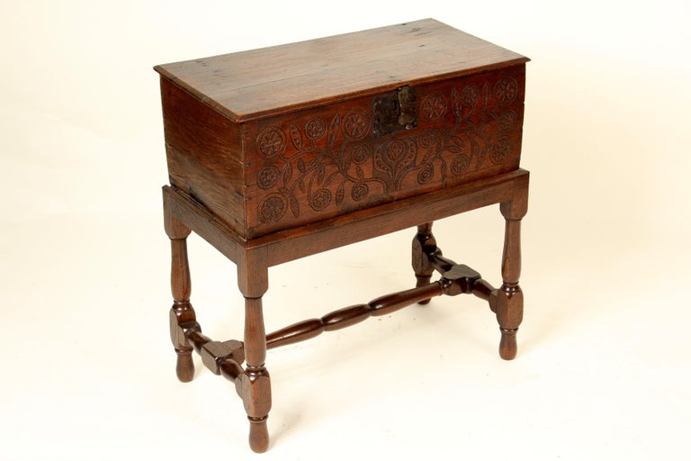 Antique English Oak Bible Box on Stand at 1stDibs
