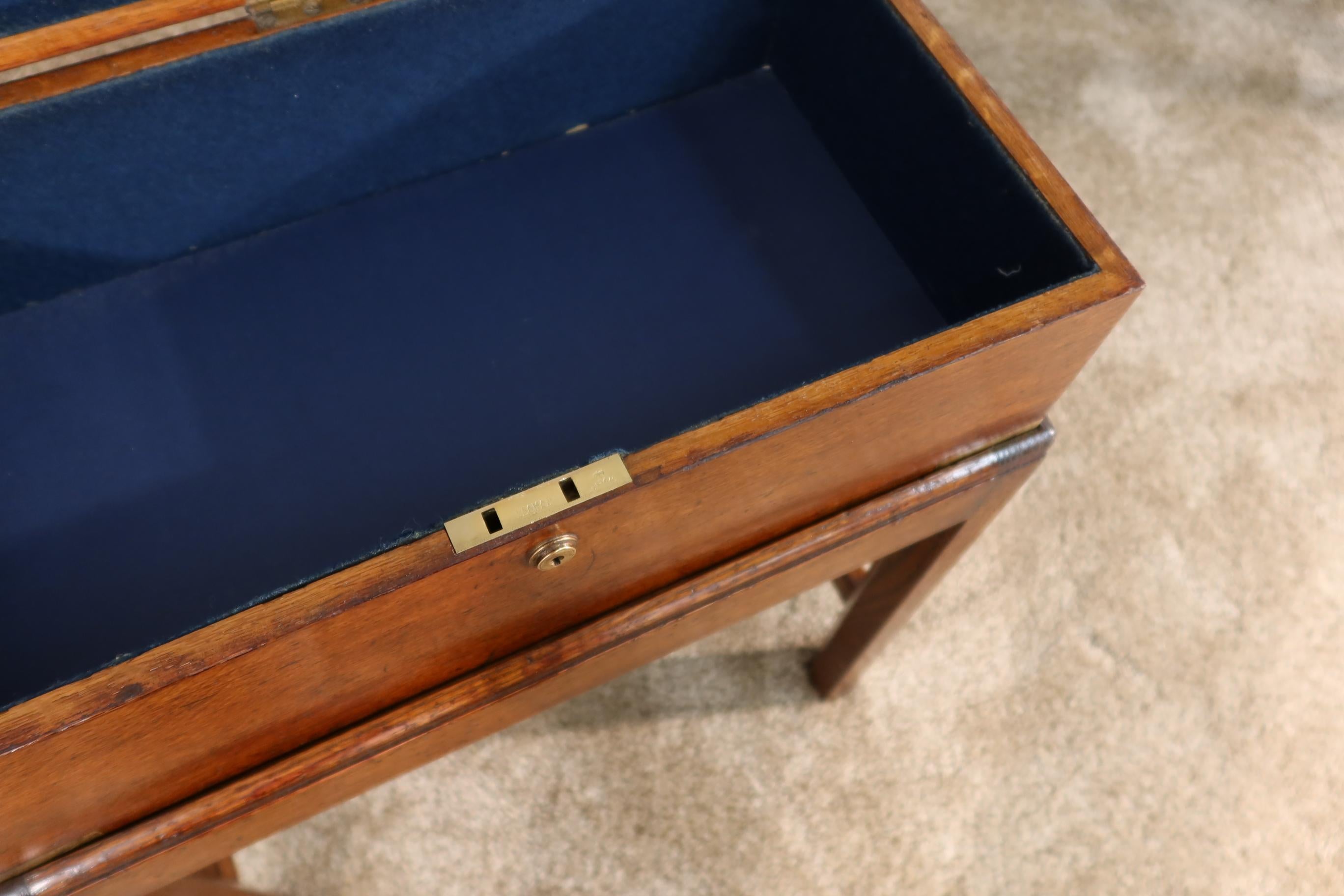 Antique English Oak Campaign Box with Lock and Key Mounted on a New ...