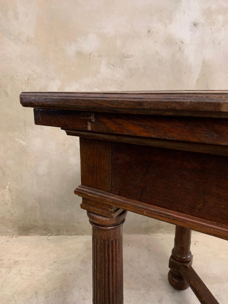 Antique English Oak Card Bridge Game Table, 1900 at 1stDibs