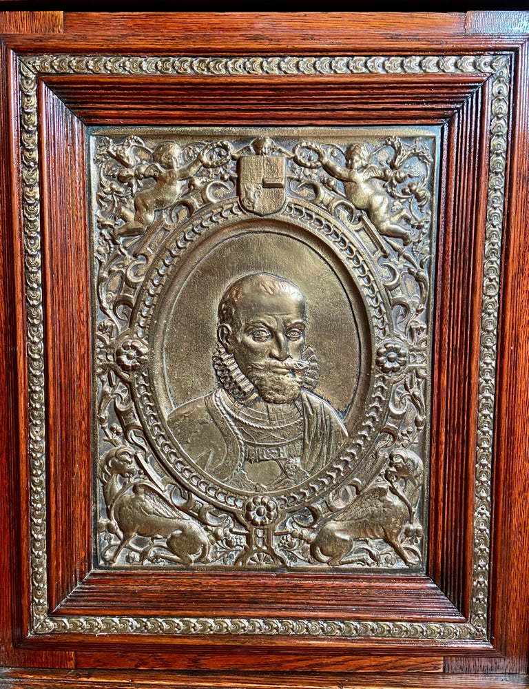 Antique English Oak Chest with Elizabethan Figures For Sale at 1stDibs
