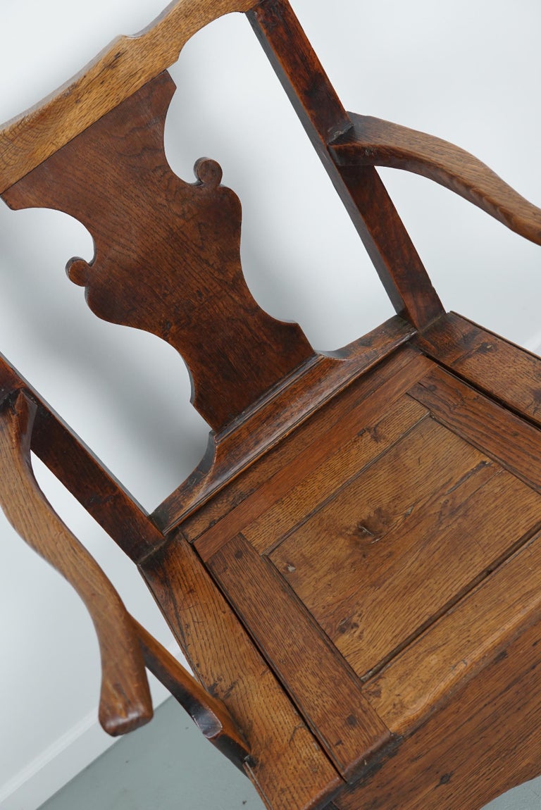 Antique English Oak Commode Chair 18th Century For Sale at 1stDibs