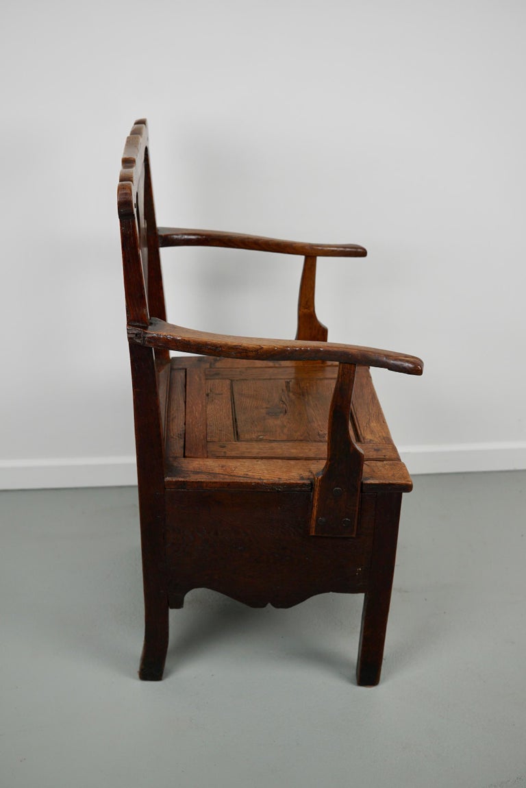 Antique English Oak Commode Chair 18th Century For Sale at 1stDibs