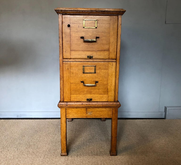 Antique English Oak Filing Cabinet at 1stDibs
