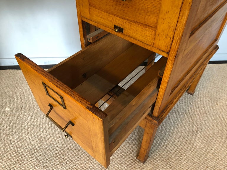 Antique English Oak Filing Cabinet at 1stDibs