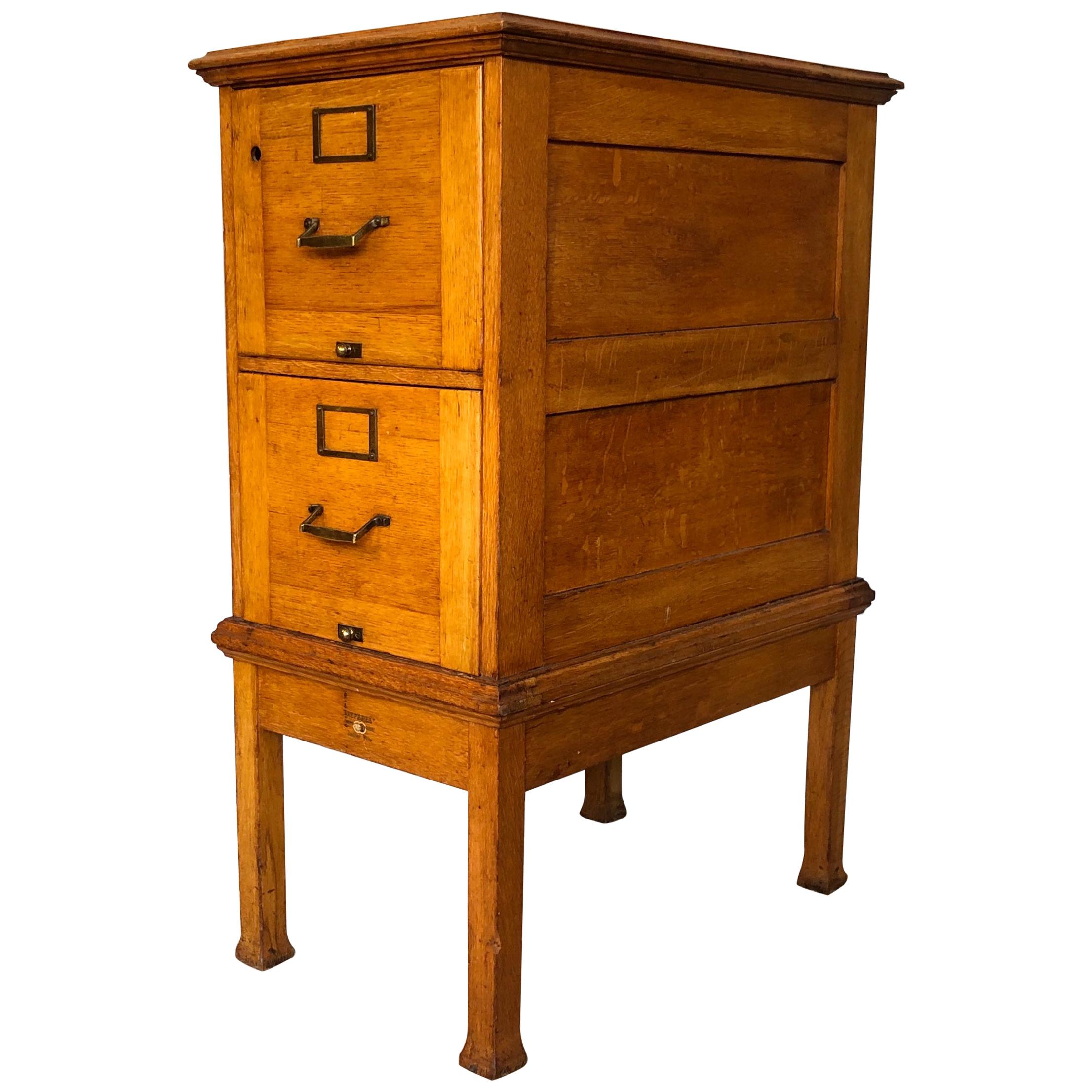 Antique English Oak Filing Cabinet at 1stDibs