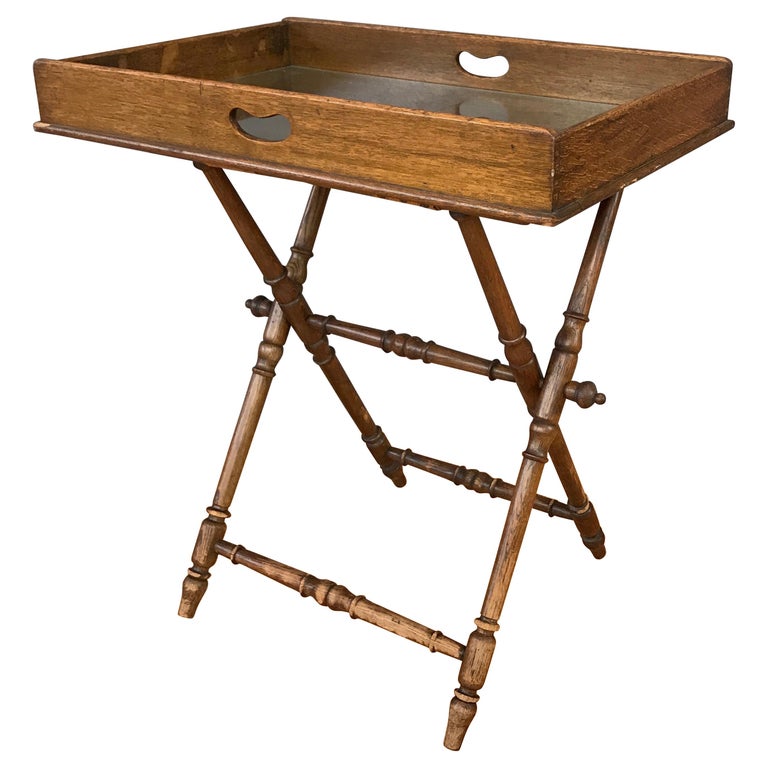 Antique English Oak Folding Butlers Tray at 1stDibs
