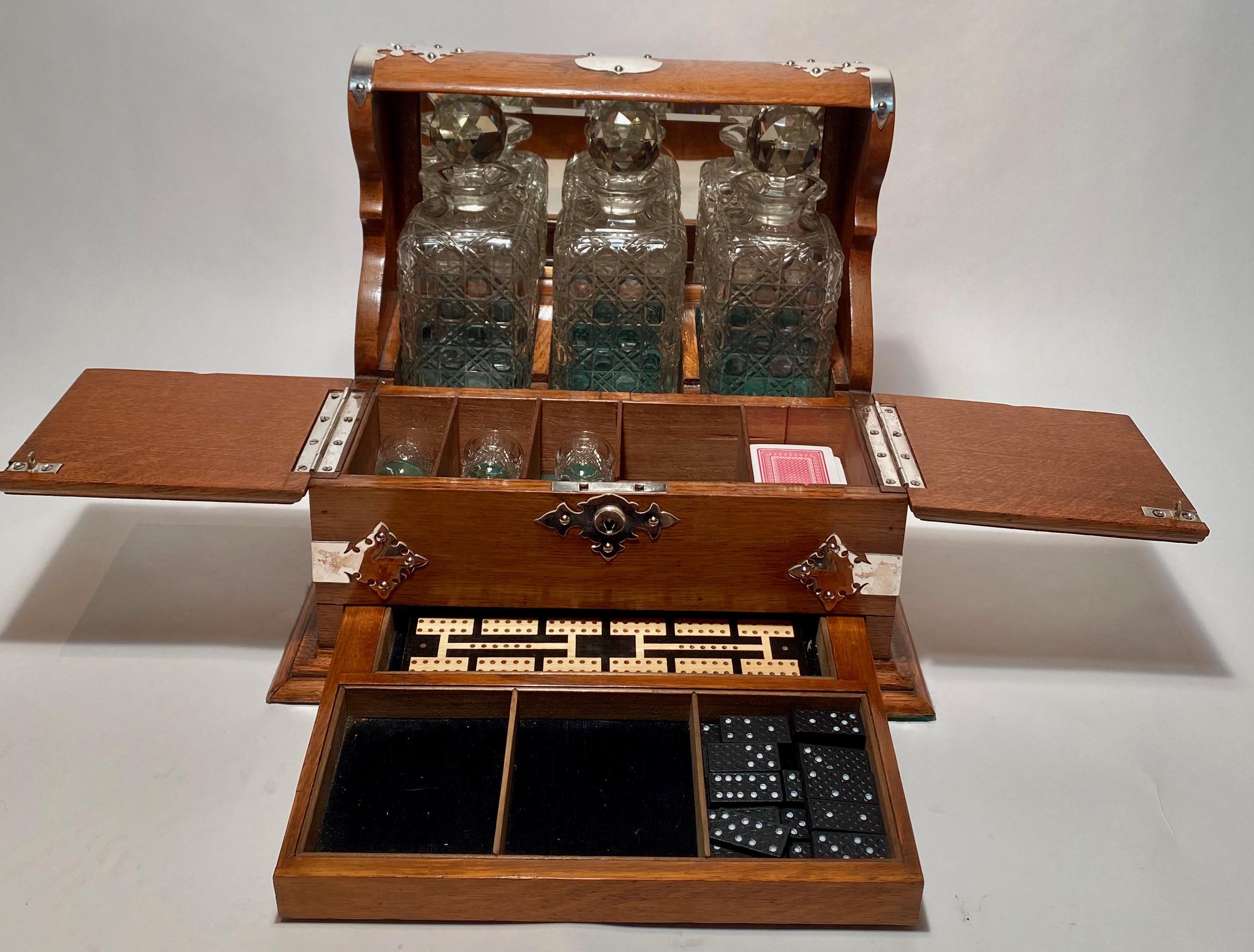 Antique English Oak Games Box Tantalus, circa 1890 at 1stDibs | antique ...