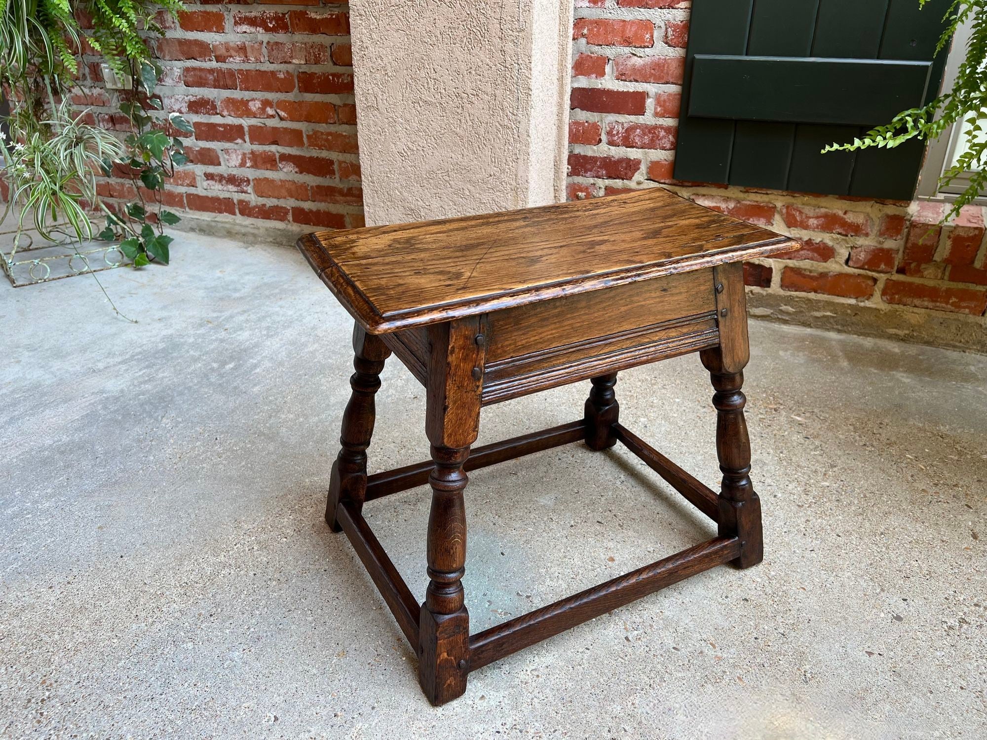 Antique English Oak Joint Stool Pegged Bench Large Display Stand For ...