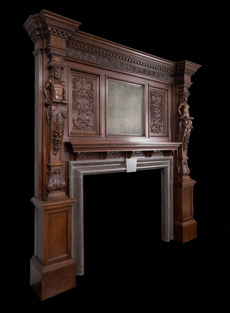 Antique English Oak Mantelpiece at 1stDibs