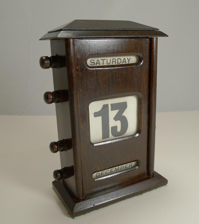 Antique English Oak Perpetual Desk Calendar, circa 1900 - Signed by ...